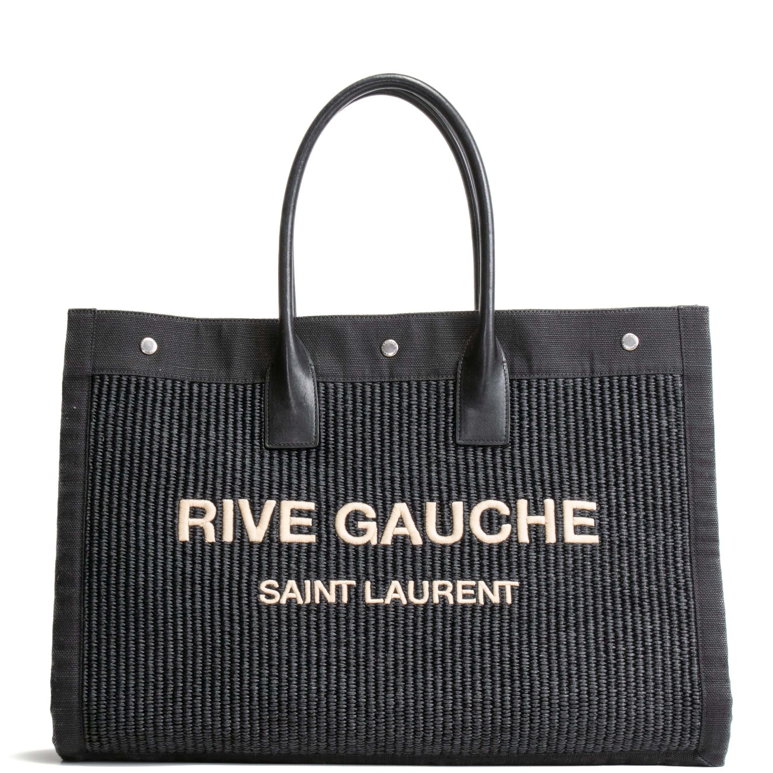 SAINT LAURENT Raffia Rive Gauche Tote - Black – ALB